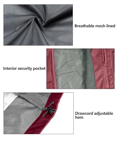 Little Donkey Andy Women's Waterproof Rain Jacket Lightweight Outdoor Windbreaker Rain Coat Shell for Hiking,Travel Watermelon Red XS