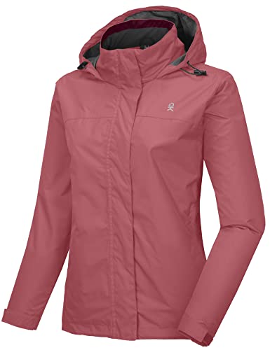 Little Donkey Andy Women's Waterproof Rain Jacket Lightweight Outdoor Windbreaker Rain Coat Shell for Hiking,Travel Watermelon Red XS