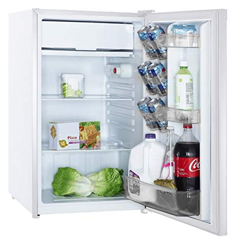Impecca Compact Refrigerator Reversible Door with Glass Shelves Classic Refrigerator with Interior Light, Single Door Mini Fridge with Soft-Freezer, 4.4 Cubic Feet, White