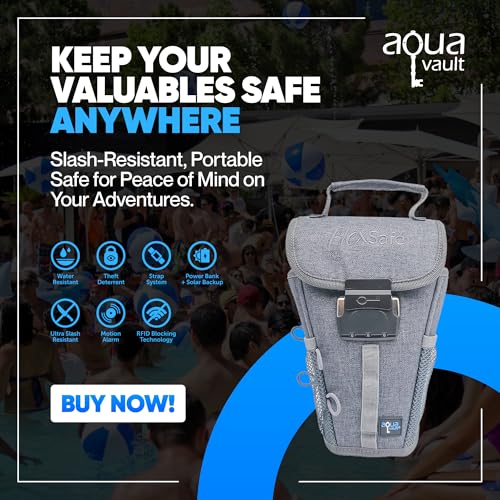 FlexSafe Anti-Theft Lockable Travel Safe & Portable Beach Chair Vault. As Seen on Shark Tank. Personal Safe thats Packable, Lightweight, & Slash Resistant by AquaVault - Heather Grey Color