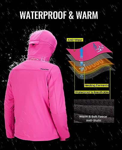 TIDEWE Heated Jacket for Women with Battery Pack, Hunting Coat (Pink, Size XL)