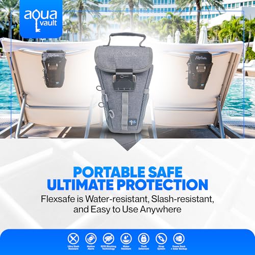 FlexSafe Anti-Theft Lockable Travel Safe & Portable Beach Chair Vault. As Seen on Shark Tank. Personal Safe thats Packable, Lightweight, & Slash Resistant by AquaVault - Heather Grey Color