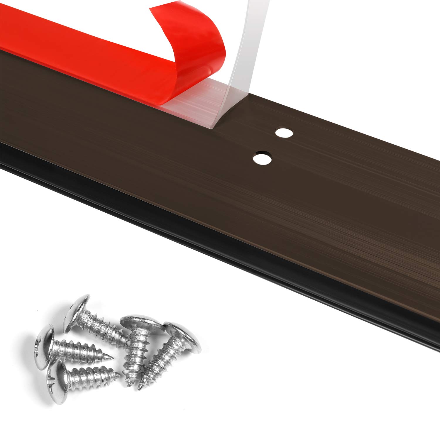 USUKUE Metal Door Draft Stopper 36 Inch Mice Guard Bottom Seal Strip Drafty Blocker, 3.5 Inch High Aluminium Mouse Sweep, Brown