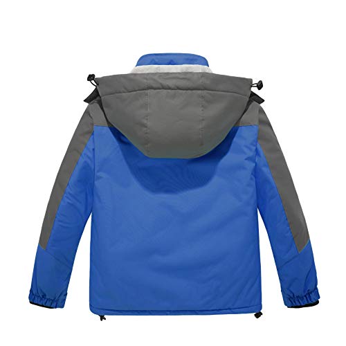 MDENOVO Boy's Waterproof Ski Jacket Snow Windproof Fleece Winter Coat Hooded(Blue,10-12)