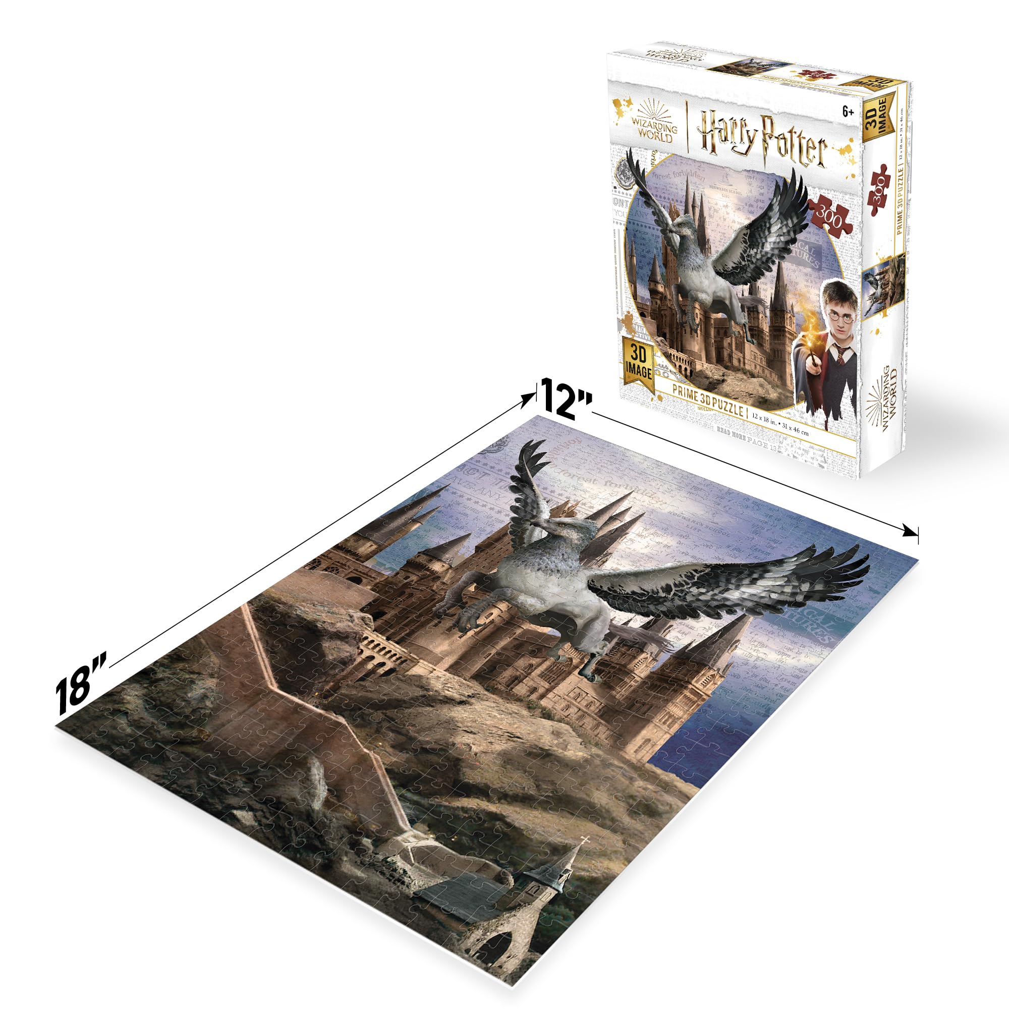 Prime 3D | Warner | Harry Potter | 300 Piece 3D Jigsaw Puzzle for Adults & Kids | Finished Size 18" x 12" | Challenging & Fun for Kids & Families | Immersive 3D Lenticular Effect