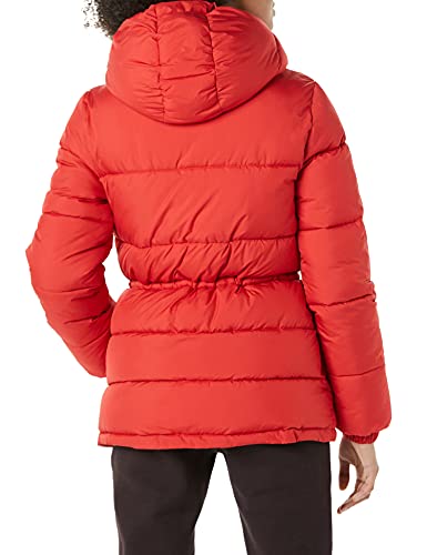 Amazon Essentials Women's Heavyweight Quilted Hooded Puffer Winter Jacket with Adjustable Waist, Red, X-Large