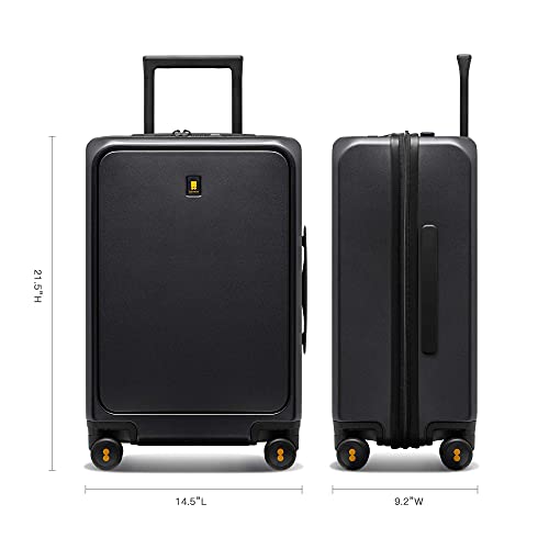 LEVEL8 Road Runner Pro Carry-On Luggage, 20β Lightweight PC Hardside Suitcase with Wheels, Spinner Trolley for Luggages with Front Compartment, Tsa Lock, Dark Grey