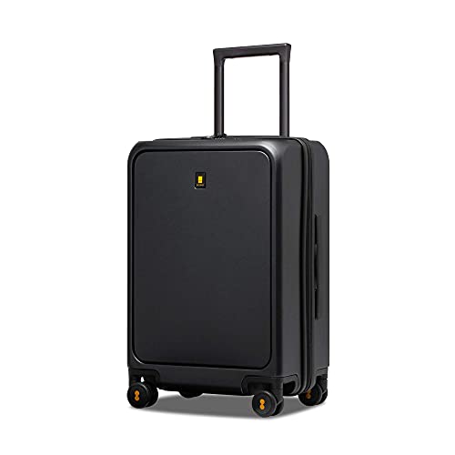 LEVEL8 Road Runner Pro Carry-On Luggage, 20β Lightweight PC Hardside Suitcase with Wheels, Spinner Trolley for Luggages with Front Compartment, Tsa Lock, Dark Grey