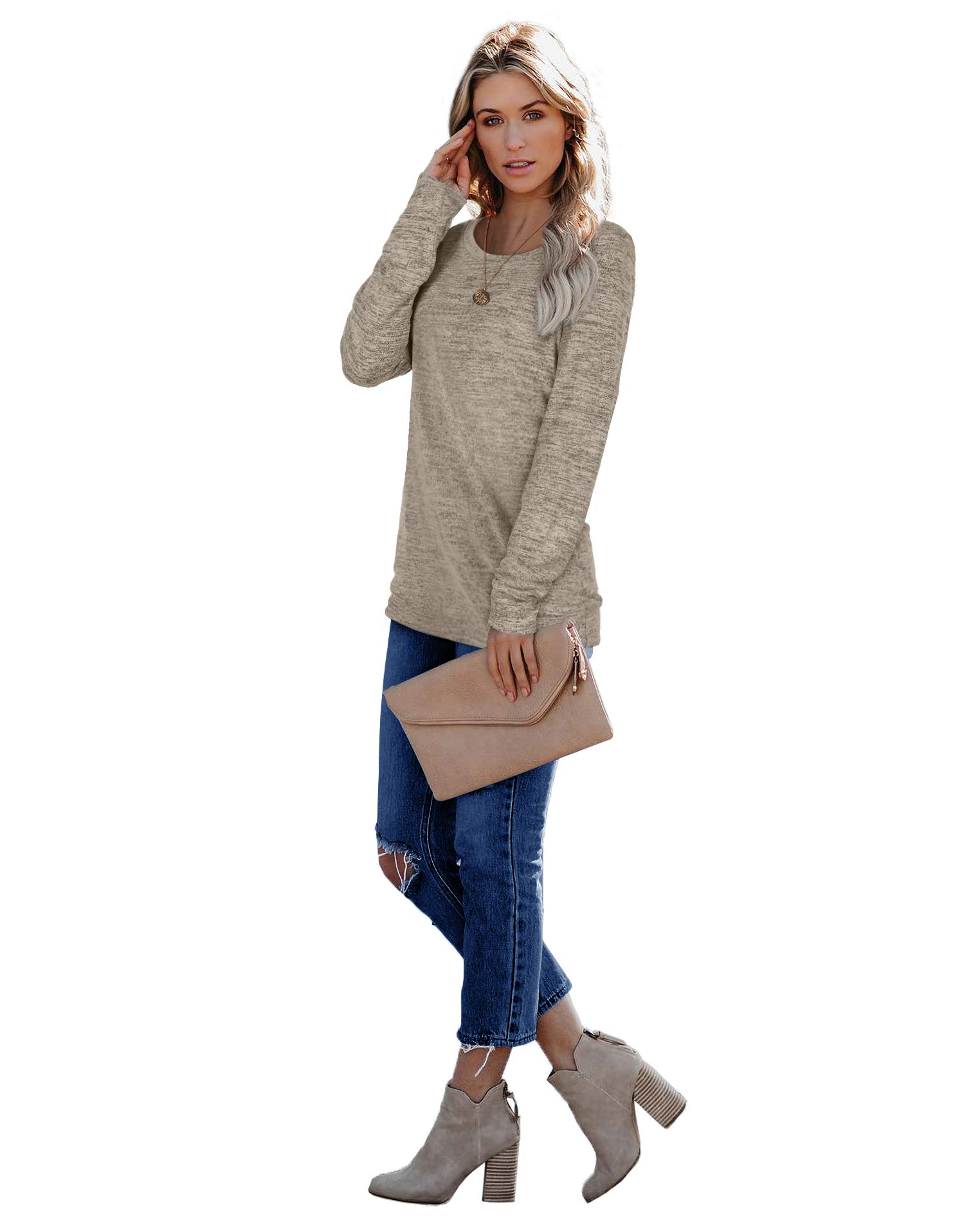 Womens Pullover Knit Sweaters Tunic Sweatshirts Crewneck Winter Clothes L
