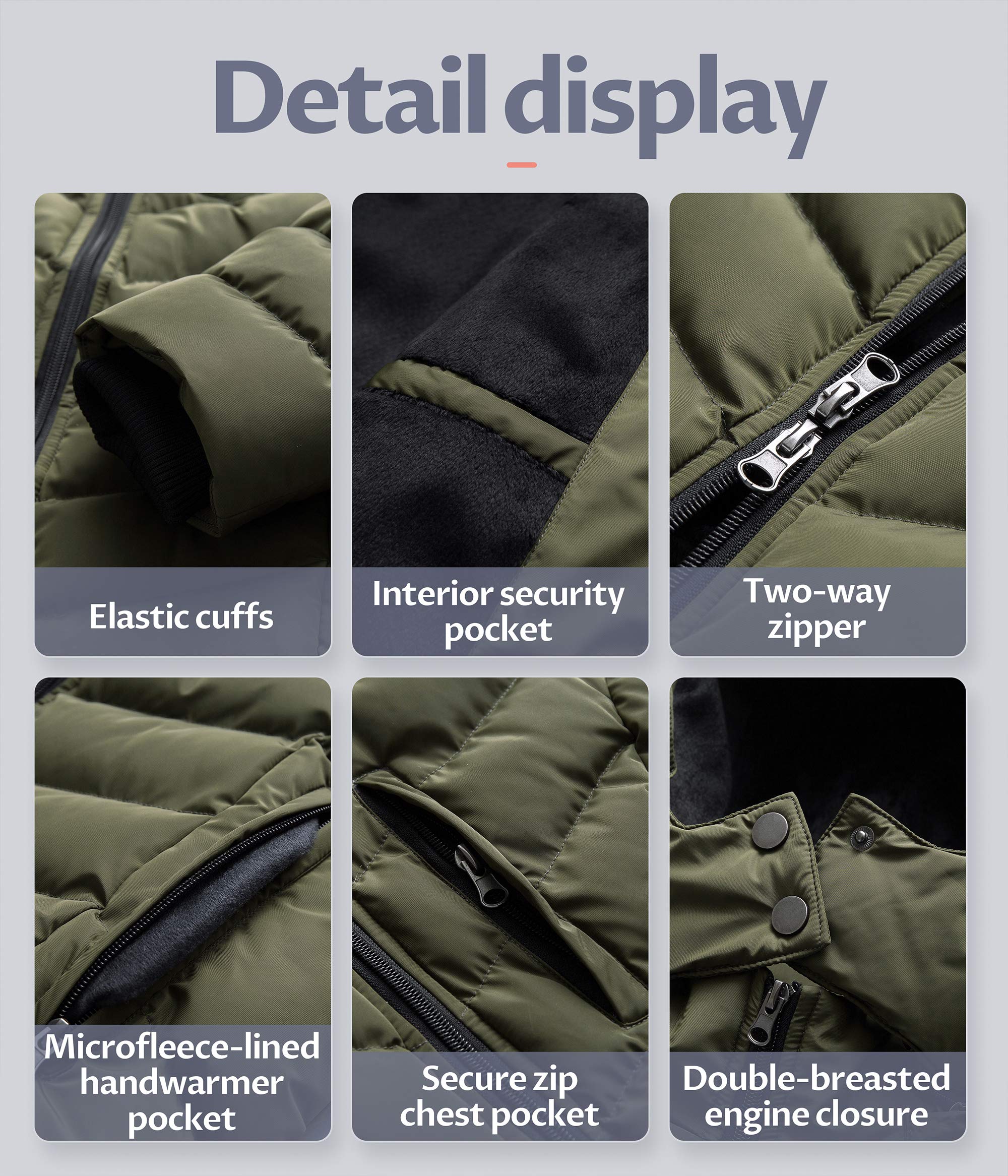 CREATMO US Women's Hooded Puffer Jacket Water-Resistant Insulated Quilted Coat Army Green XL
