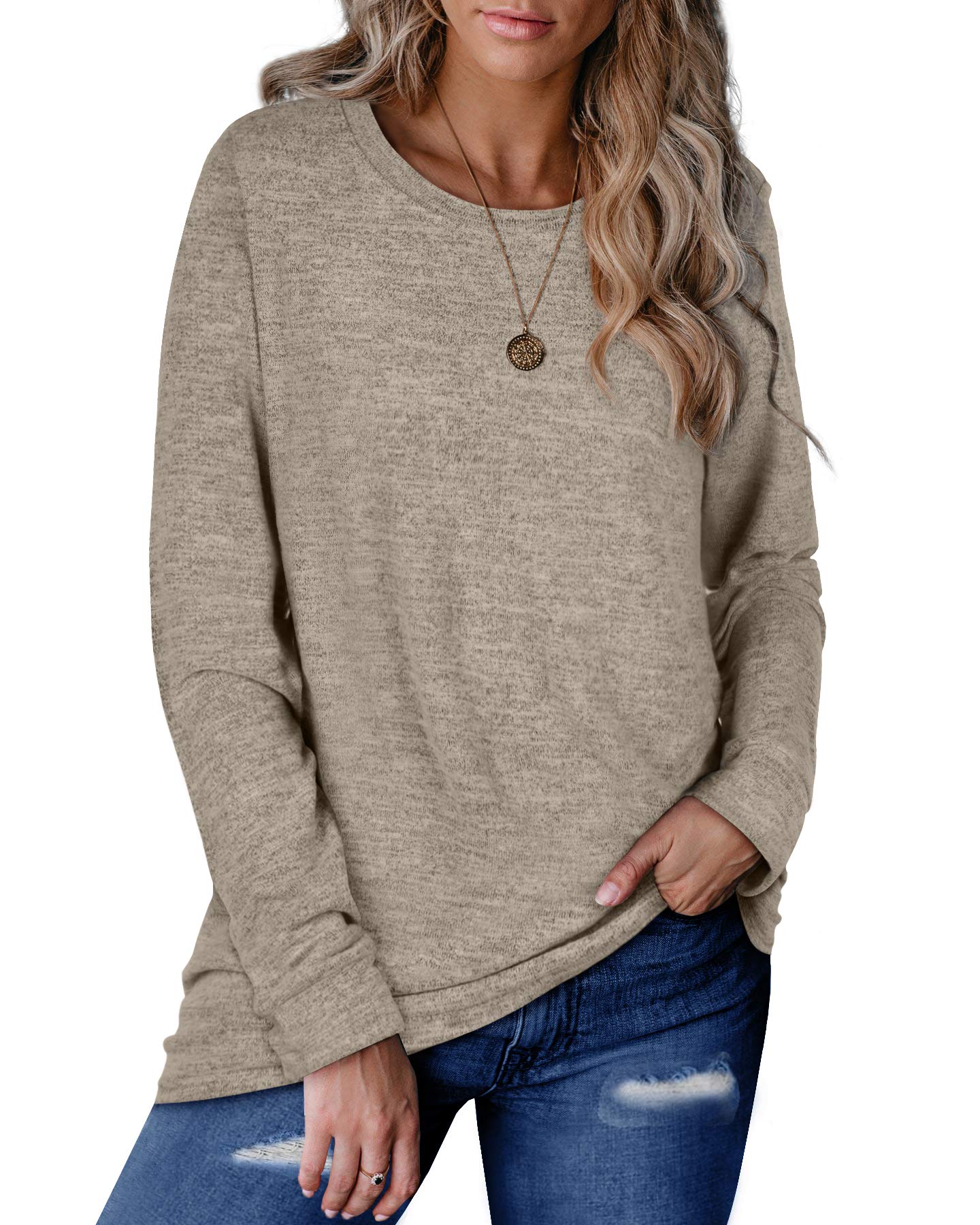 Womens Pullover Knit Sweaters Tunic Sweatshirts Crewneck Winter Clothes L