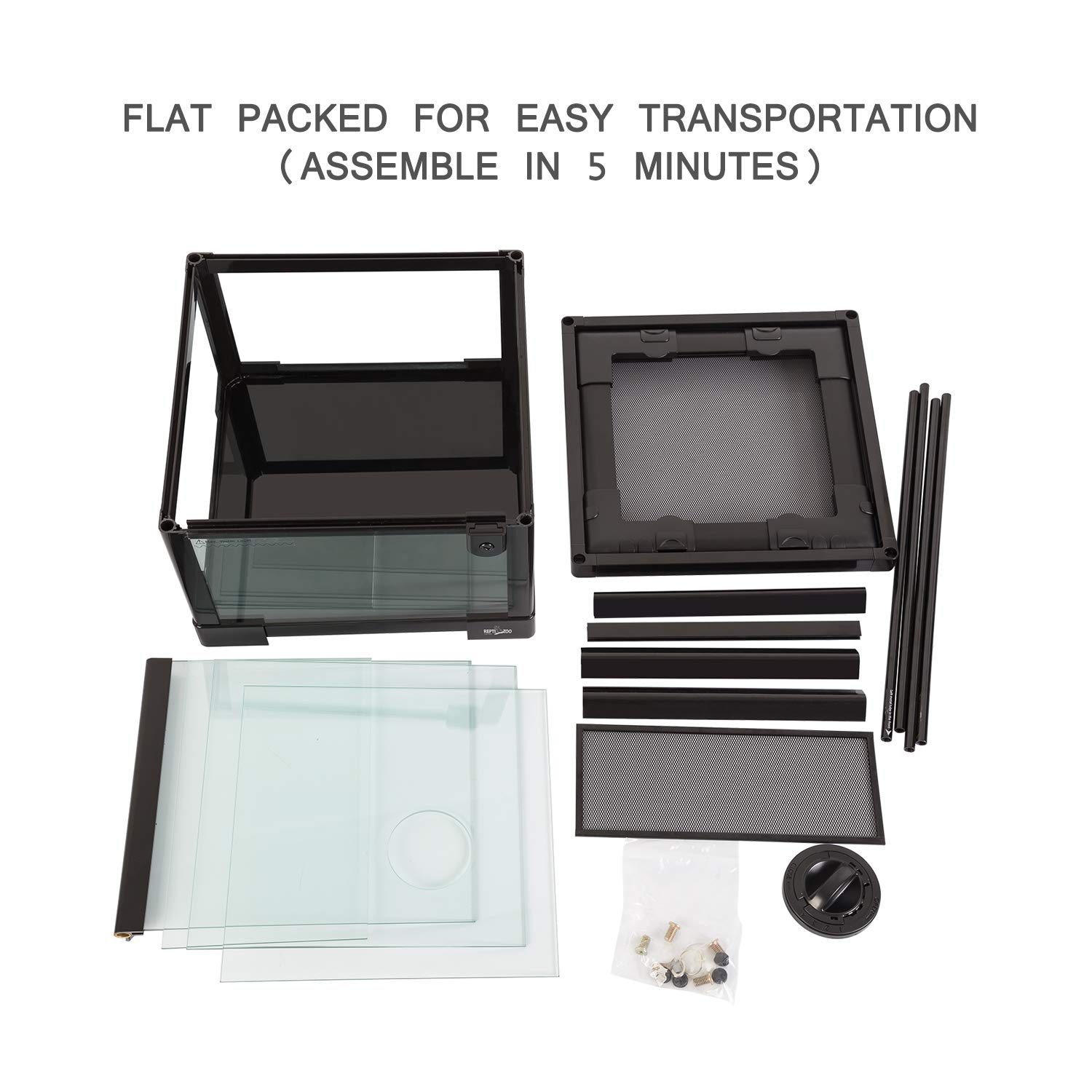 REPTI ZOO Amphibian Habitat Tank 10 Gallon, Full Vision Glass Reptile Terrarium 12" x 12" x 18", Vertical Reptile Tank with Deep Base & Top Screen Ventilation