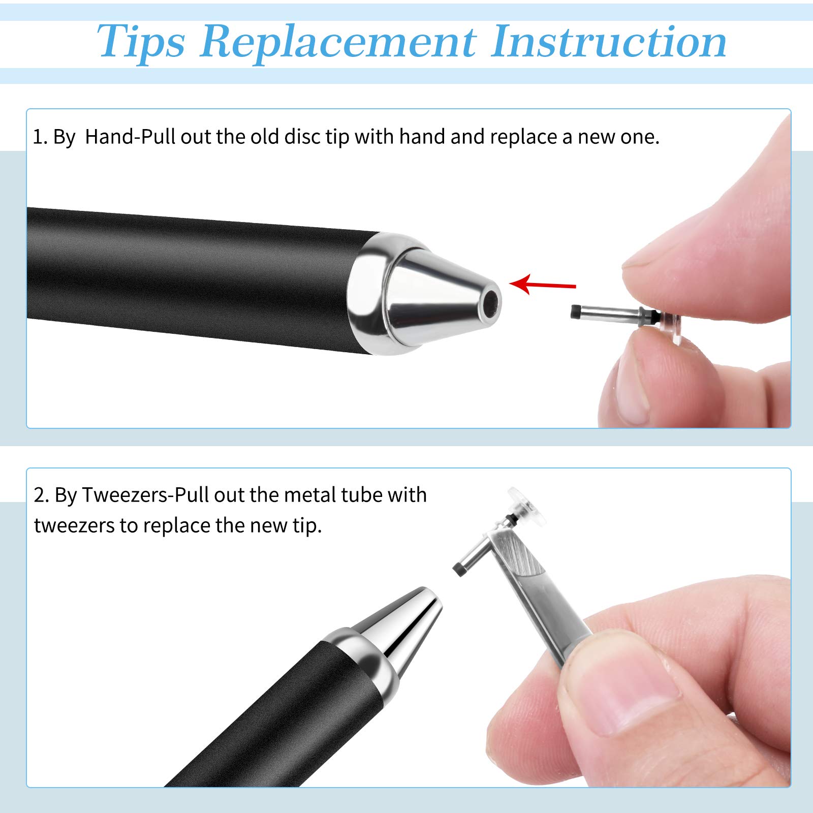 Mixoo Retractable Stylus for Touch Screens - High Sensitivity Universal Stylus Touch Screen Pen with 3 Replaceable Disc Tips for iPad iPhone and All Other Capacitive Tablets & Cell Phones (Black)