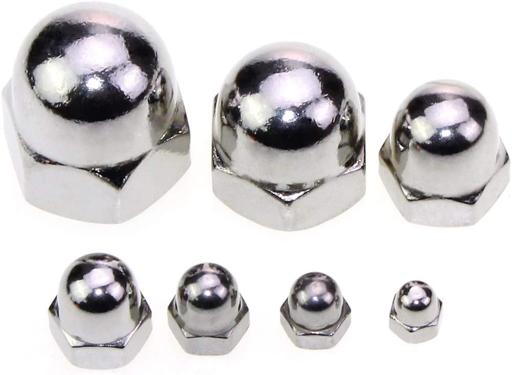 Guard4U #6-32#8-32#10-24 1/4-20 5/16-18 3/8-16 1/2-13 UNC Acorn Dome Cap Head Hex Nuts Assortment Kit -120Pcs 7-Kinds 304 Stainless Steel Hexagon Decorative Cap Nuts