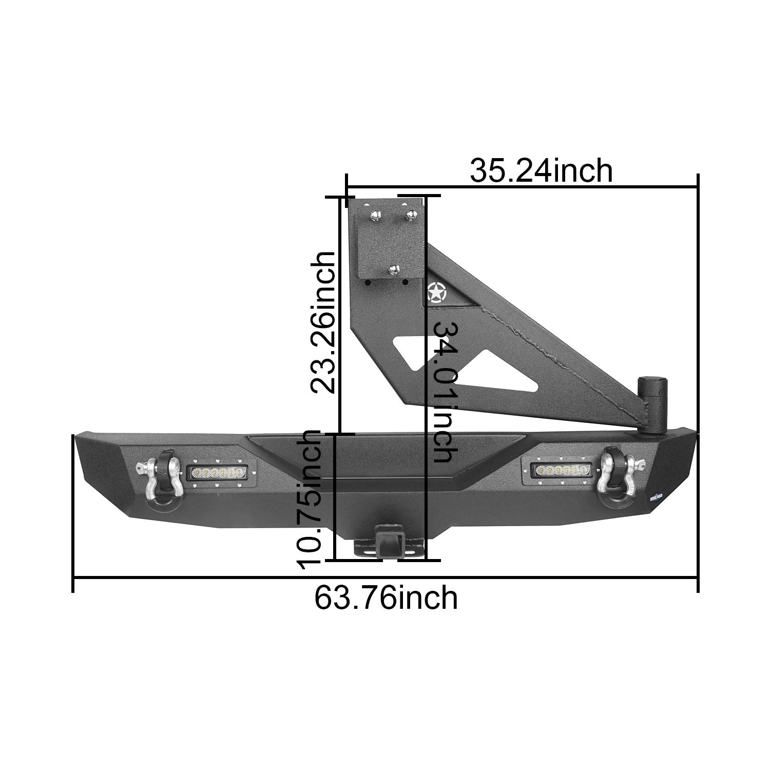 u-Box Wrangler JL Rear Bumper w/Tire Carrier & Hitch Receiver Compatible with Jeep Wrangler JL & JLU 2018-2025