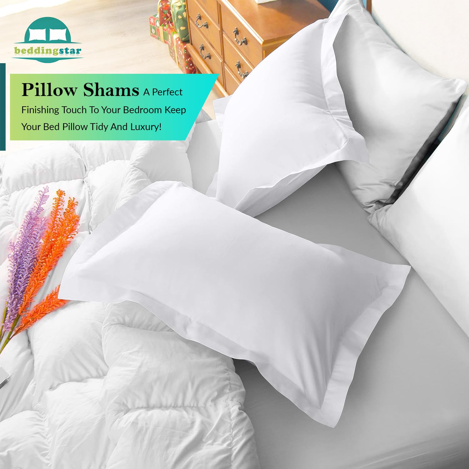 Queen Pillow Shams Set Of 2 PC 100% Egyptian Cotton White Pillow Shams Queen Size 20x30 Pillow Cases 600 Thread Count Soft Skin Friendly Cushion Cover Decorative Queen Size Bed Pillow Covers Set