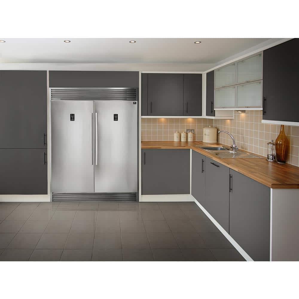Forno Rizzuto 60" Inch W. Dual Combo Either Refrigerator and or Freezer Combo 27.6 Cubic Ft. Frost Free Built in or Freestanding and Interchangeable Design with Trim Kit