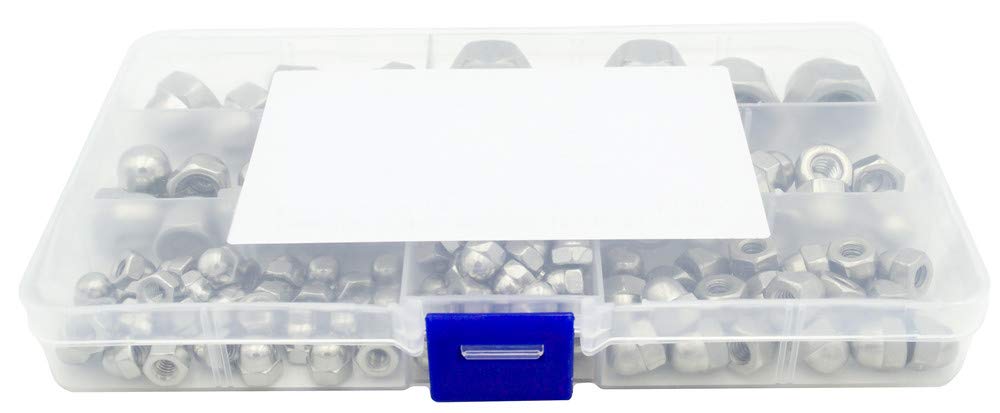 Guard4U #6-32#8-32#10-24 1/4-20 5/16-18 3/8-16 1/2-13 UNC Acorn Dome Cap Head Hex Nuts Assortment Kit -120Pcs 7-Kinds 304 Stainless Steel Hexagon Decorative Cap Nuts