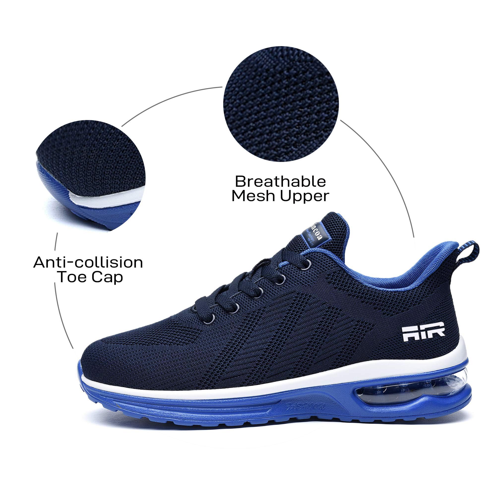 Lamincoa Womens Air Running Shoes Athletic Gym Workout Walking Shoes Sneakers for Women Black-Blue 8.5
