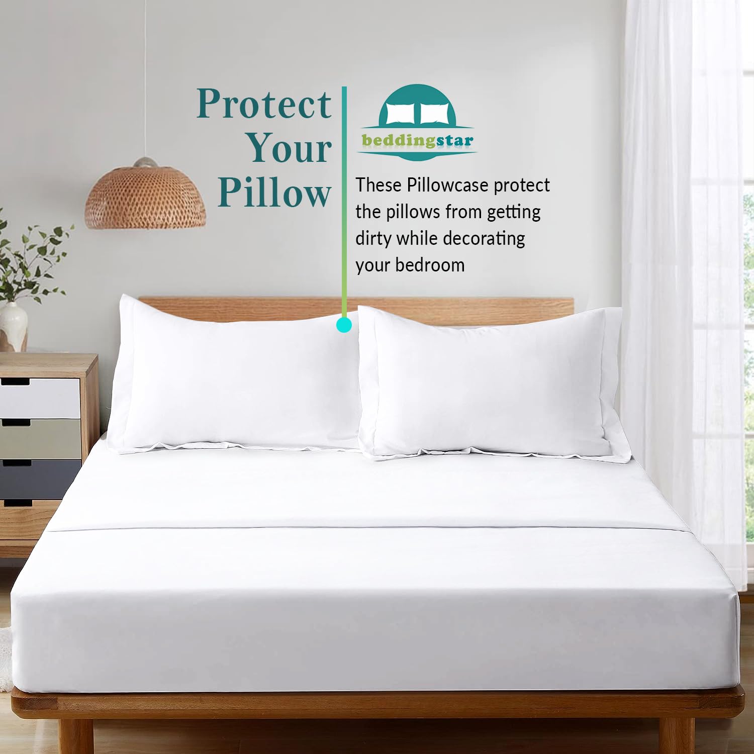 Queen Pillow Shams Set Of 2 PC 100% Egyptian Cotton White Pillow Shams Queen Size 20x30 Pillow Cases 600 Thread Count Soft Skin Friendly Cushion Cover Decorative Queen Size Bed Pillow Covers Set
