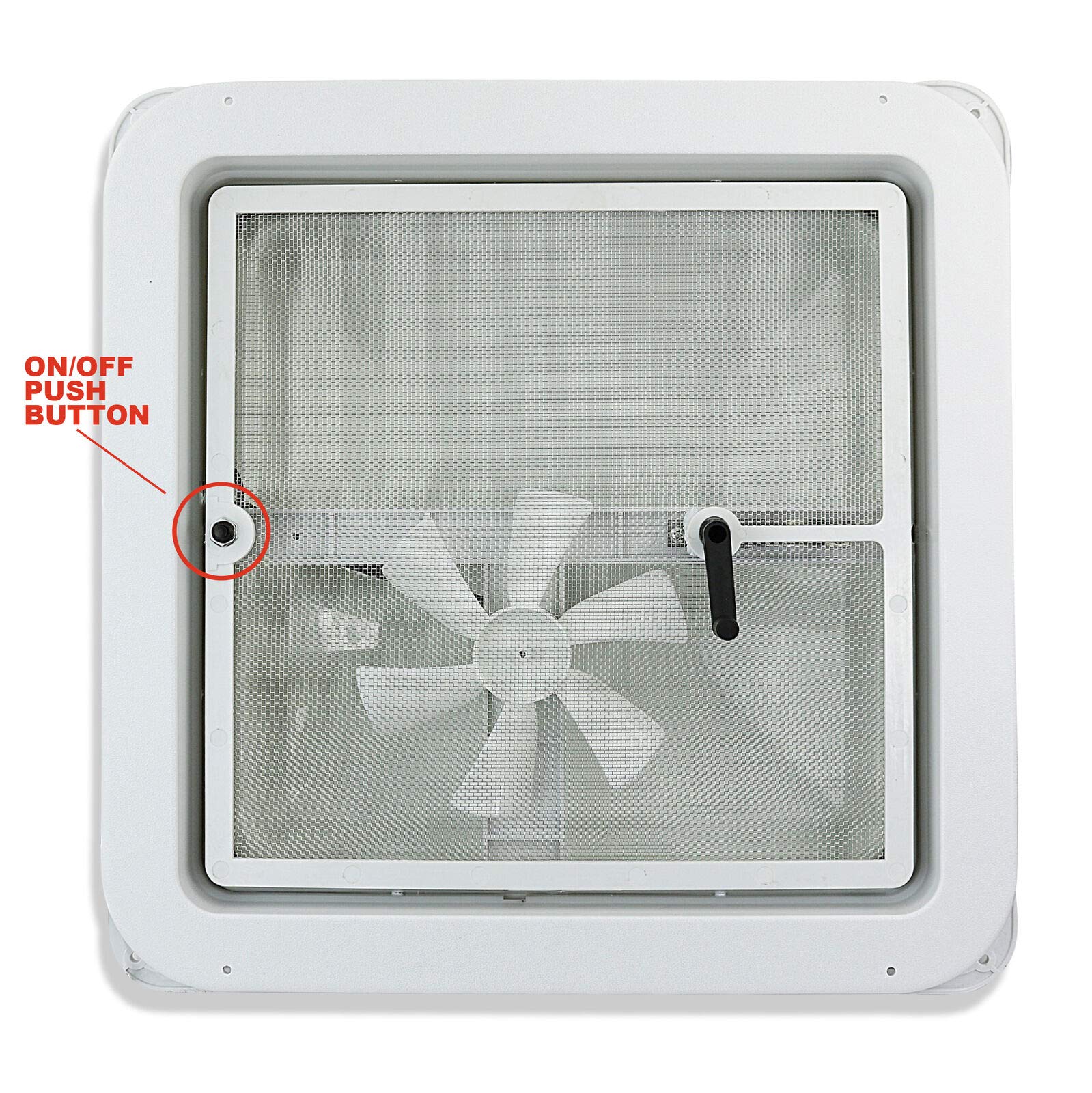 caqeg 14" RV Roof Vent for Camper Trailer Universal White Lid Roof Vent with 12V RV Vent Fan 6" Blades White lid Inner for Garnish Ring