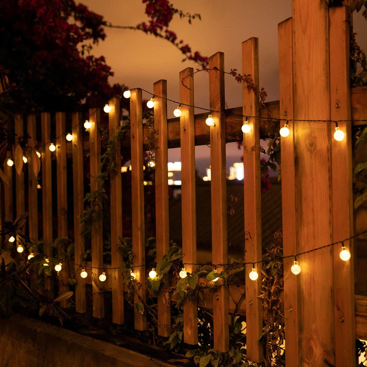Oreunik 30 LED Crystal Ball Outdoor Solar Powered String Lights, 8 Modes, 24 Ft, Warm White, Waterproof, Patio/Garden/Yard/Outside