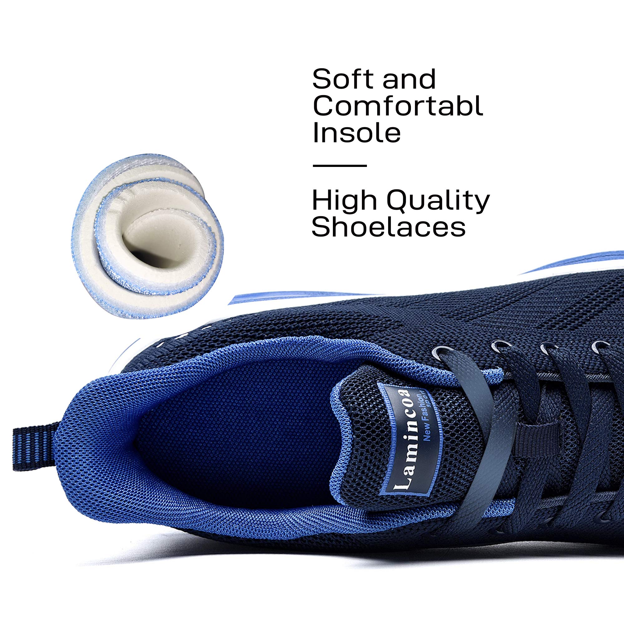 Lamincoa Womens Air Running Shoes Athletic Gym Workout Walking Shoes Sneakers for Women Black-Blue 8.5