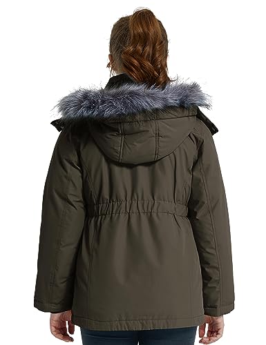 wantdo Girl's Warm Winter Coat Fleeced Puffer Jacket Windproof Hooded Parka Army Green 6-7