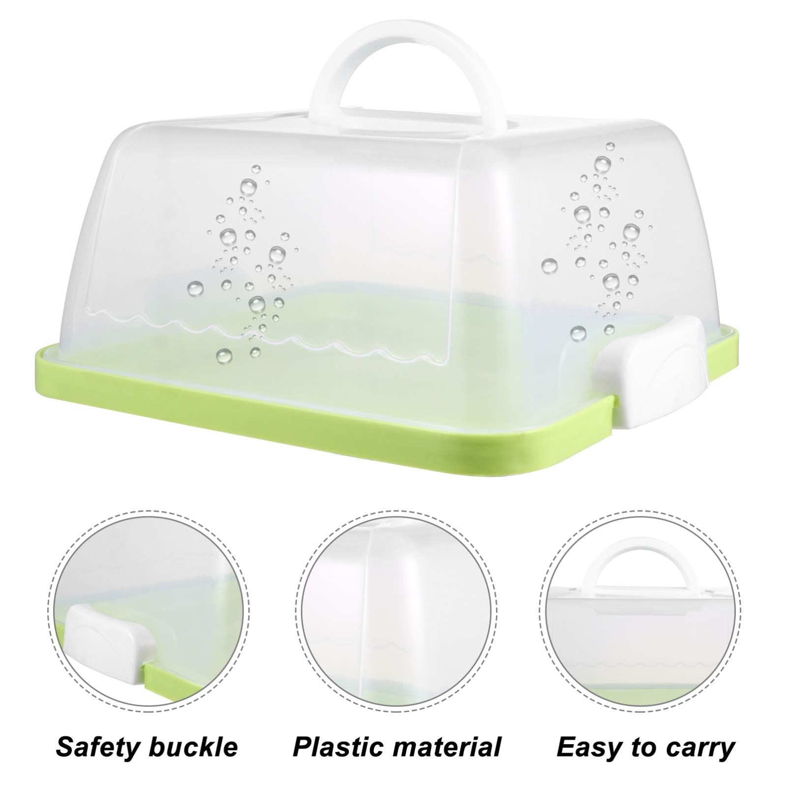 BESTOYARD Cake Carrier 10x5 Inch Cupcake Storage Container Green Square Macaron Box with Handle Portable Pie Saver Travel Platter for Bakers Chefs Caterers