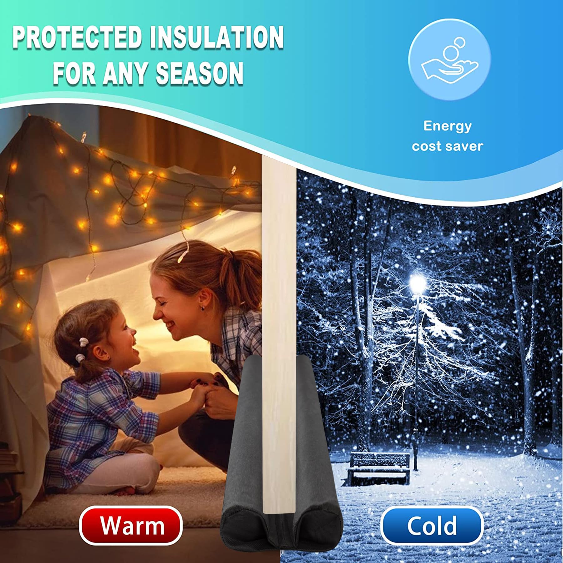 DNC Draft Door Stopper 36 Inches, Thicken and Bold Draft Guard for Interior Door, Easy to Install, Sound Proof Reduce Noise Keeping Warm in and Cold Out