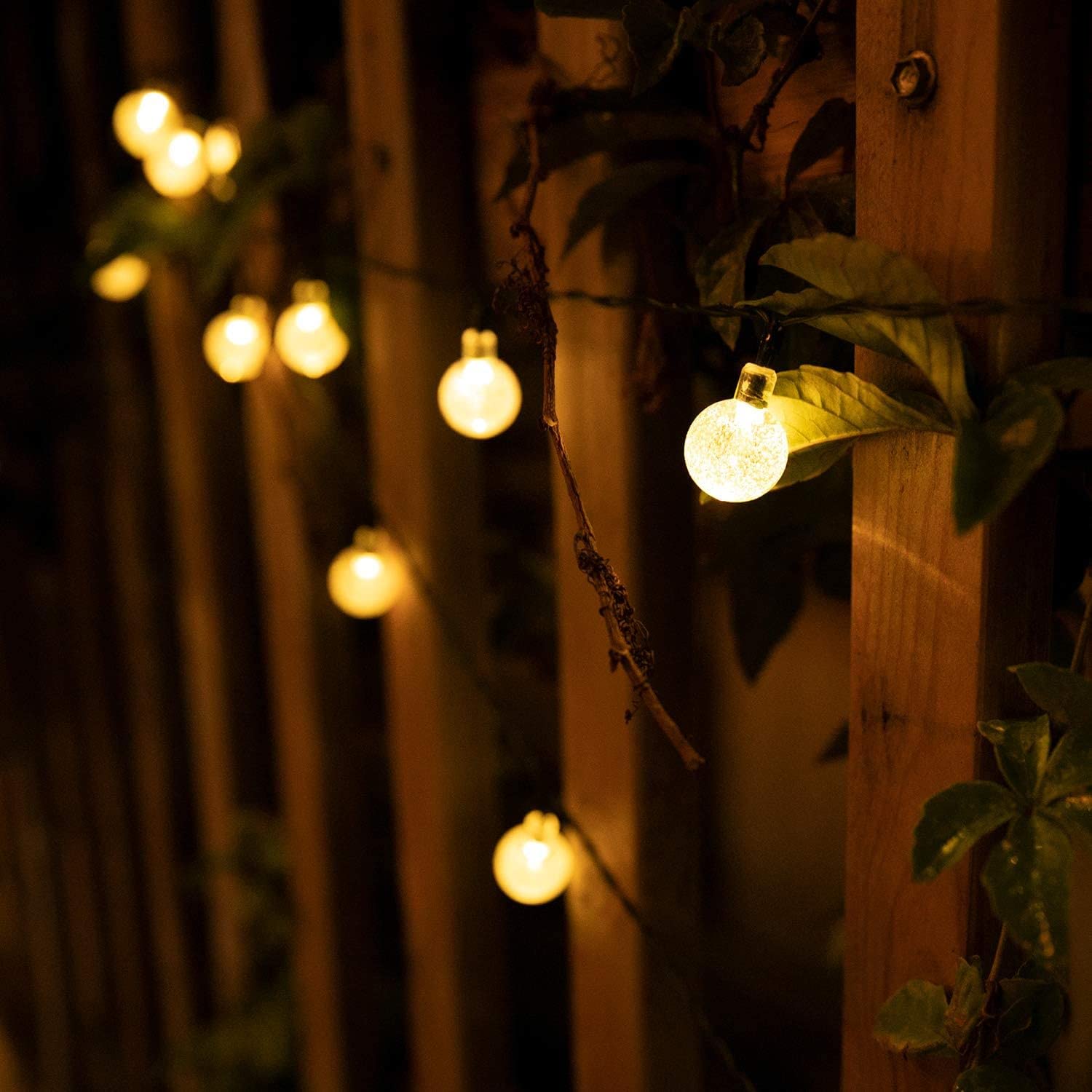 Oreunik 30 LED Crystal Ball Outdoor Solar Powered String Lights, 8 Modes, 24 Ft, Warm White, Waterproof, Patio/Garden/Yard/Outside
