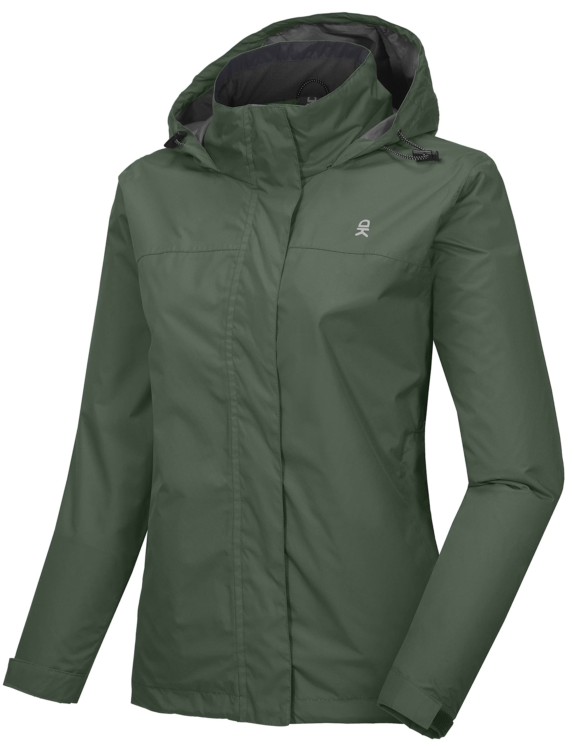 Little Donkey Andy Women's Waterproof Rain Jacket Lightweight Outdoor Windbreaker Rain Coat Shell for Hiking,Travel Military Olive M