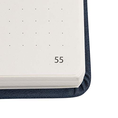 A5 bullet dotted journal dot grid notebook 180 pages 3 x page markers 120 GSM extra-thick paper stainless steel ruler page numbers pen holder in spine 4 dedicated index pages 8 perforated pages