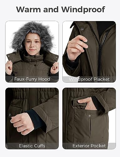 wantdo Girl's Warm Winter Coat Fleeced Puffer Jacket Windproof Hooded Parka Army Green 6-7