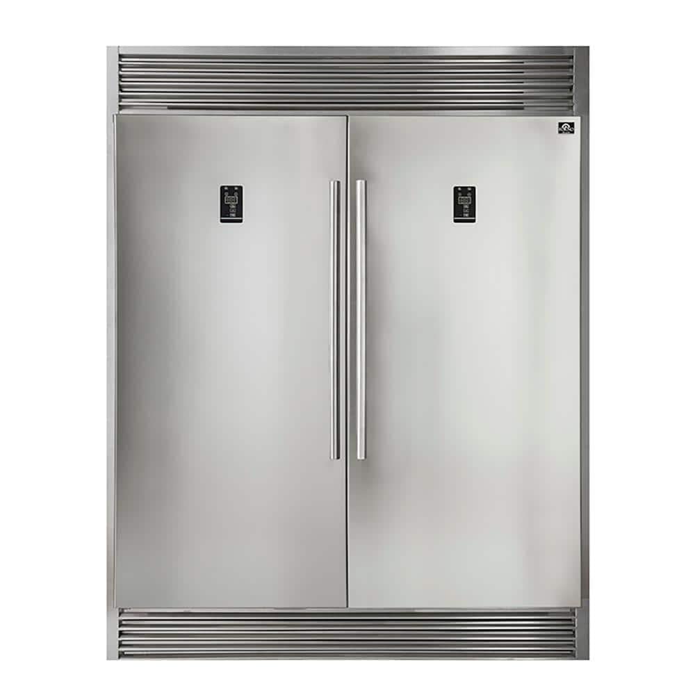 Forno Rizzuto 60" Inch W. Dual Combo Either Refrigerator and or Freezer Combo 27.6 Cubic Ft. Frost Free Built in or Freestanding and Interchangeable Design with Trim Kit