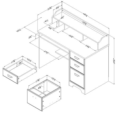 South Shore Versa Computer Desk with Hutch Winter Oak, Traditional