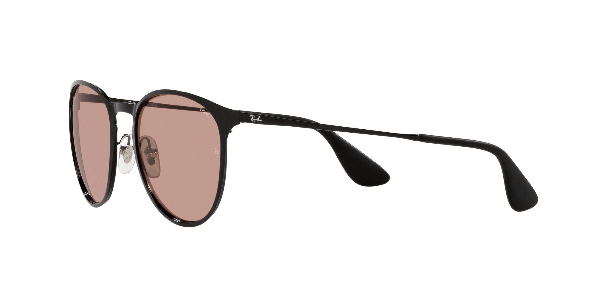 Ray-Ban RB3539 Erika Metal Polarized Round Sunglasses, Black/Evolve Photochromic Brown to Dark Brown, 54 mm