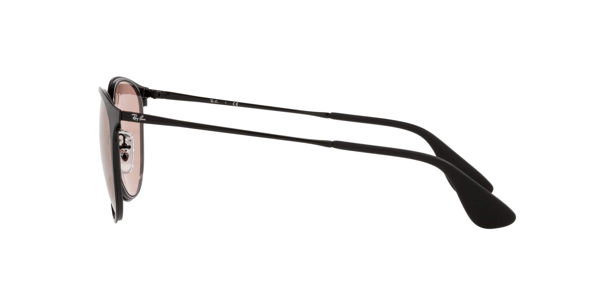Ray-Ban RB3539 Erika Metal Polarized Round Sunglasses, Black/Evolve Photochromic Brown to Dark Brown, 54 mm