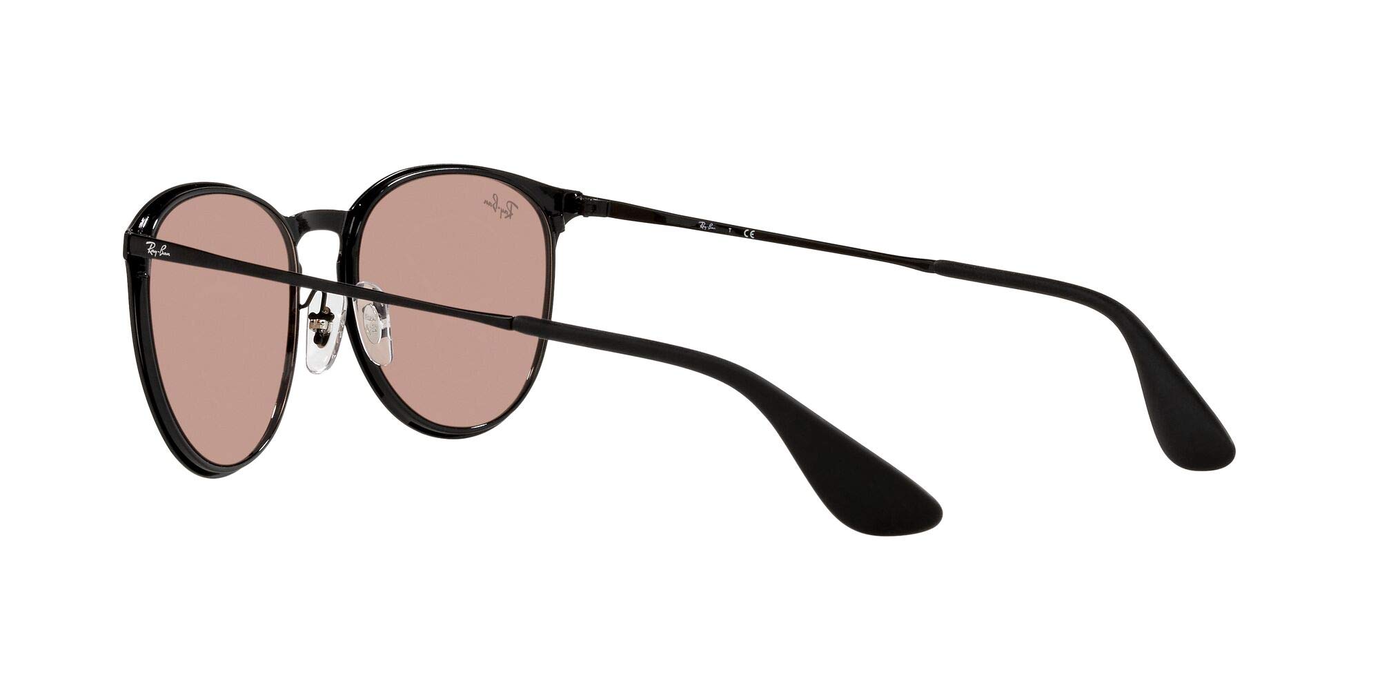 Ray-Ban RB3539 Erika Metal Polarized Round Sunglasses, Black/Evolve Photochromic Brown to Dark Brown, 54 mm