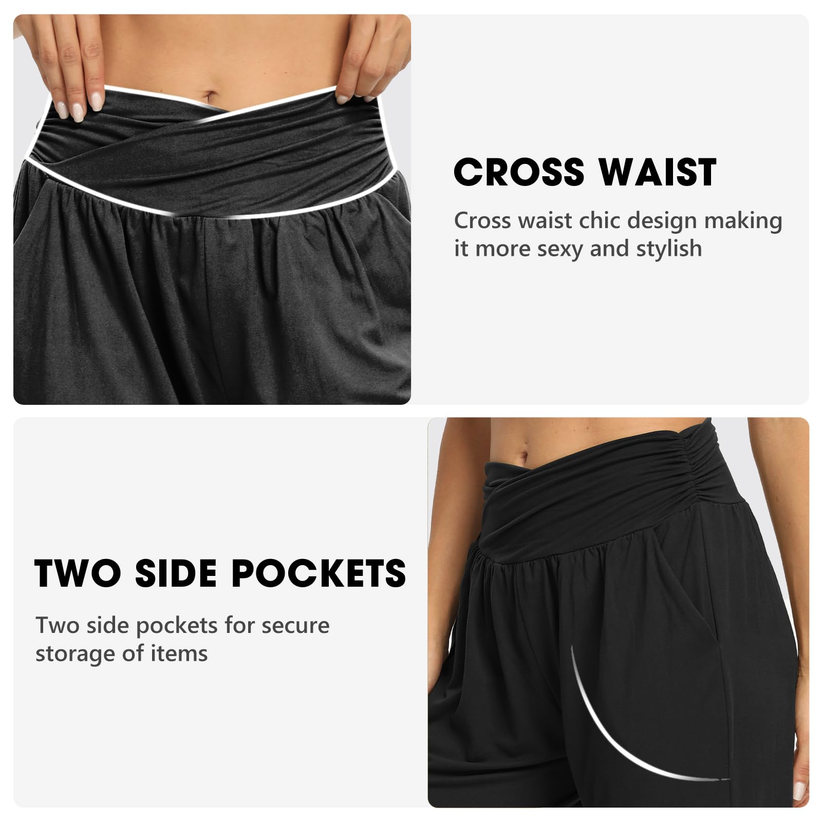 DIBAOLONG Womens Yoga Sweatpants Loose Workout Harem Joggers Casual Comfy Lounge Pajama Pants with Pockets Black S