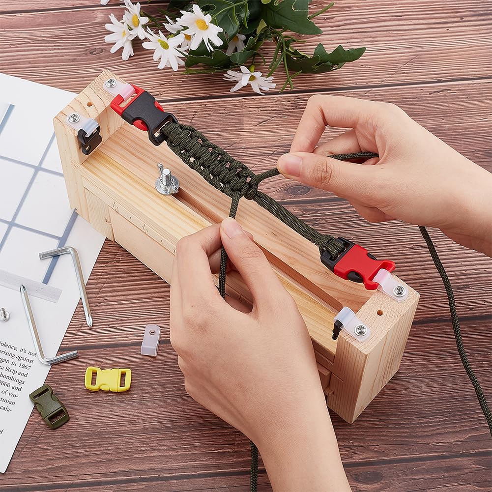 PH PandaHall Jig Bracelet Kit, Adjustable Length Bracelet Maker Kit for Weaving DIY Craft Tools, Including 2 Parachute Cords and 6 Quick Release Buckles