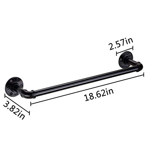 Pynsseu 18 Inch Industrial Iron Pipe Towel Bar, Wall Mount DIY Towel Holder Accessory, Towel Rack for Bathroom, 1 Pack