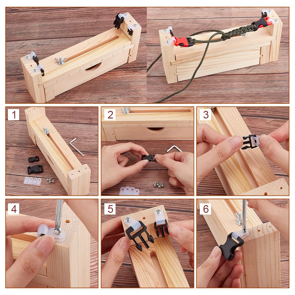 PH PandaHall Jig Bracelet Kit, Adjustable Length Bracelet Maker Kit for Weaving DIY Craft Tools, Including 2 Parachute Cords and 6 Quick Release Buckles