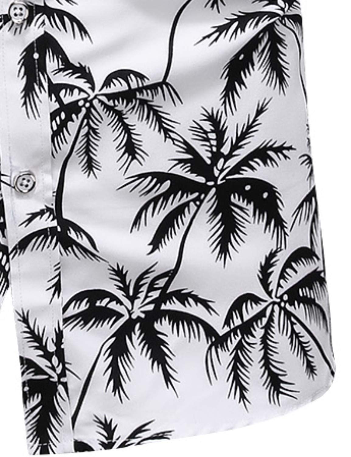 LEFTGU Men's Printed Beach Hawaiian Button-Down Slim fit Dress Shirt (White 9019, Medium)