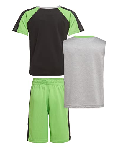 Minecraft Boys Creepers 3 Piece T-Shirt Tank Top Short Set (Black, 5-6)