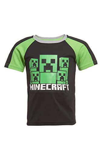 Minecraft Boys Creepers 3 Piece T-Shirt Tank Top Short Set (Black, 5-6)