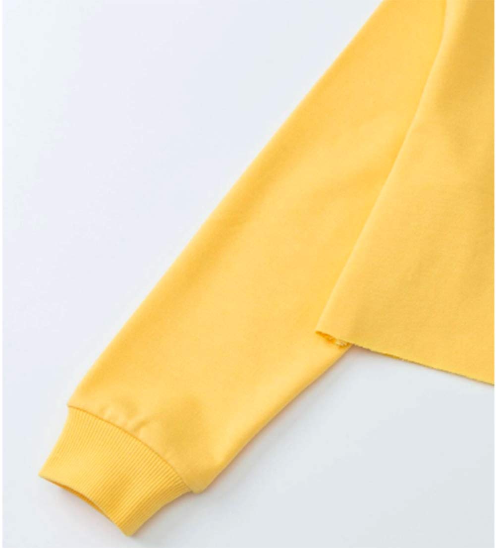 G-Amber Girls Crop Tops Sweatshirts Kids Cute Long Sleeve Printings Fashion Pullover Shirt I'd Rather Be Sleeping Yellow