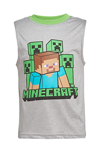 Minecraft Boys Creepers 3 Piece T-Shirt Tank Top Short Set (Black, 5-6)