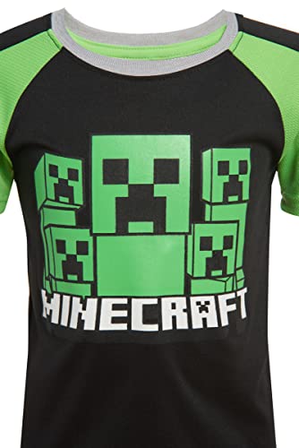 Minecraft Boys Creepers 3 Piece T-Shirt Tank Top Short Set (Black, 5-6)