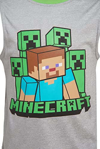 Minecraft Boys Creepers 3 Piece T-Shirt Tank Top Short Set (Black, 5-6)